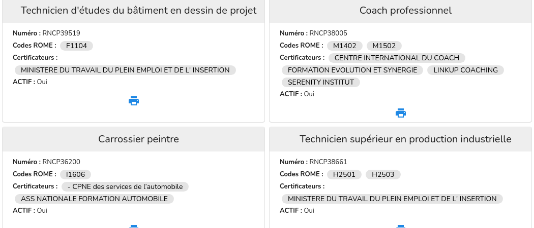 Liste des certifications RNCP